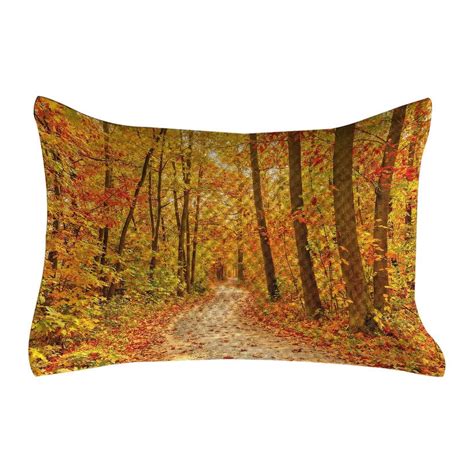 Fall Quilted Pillowcover Deciduous Trees Seasonal Leaves Pathway
