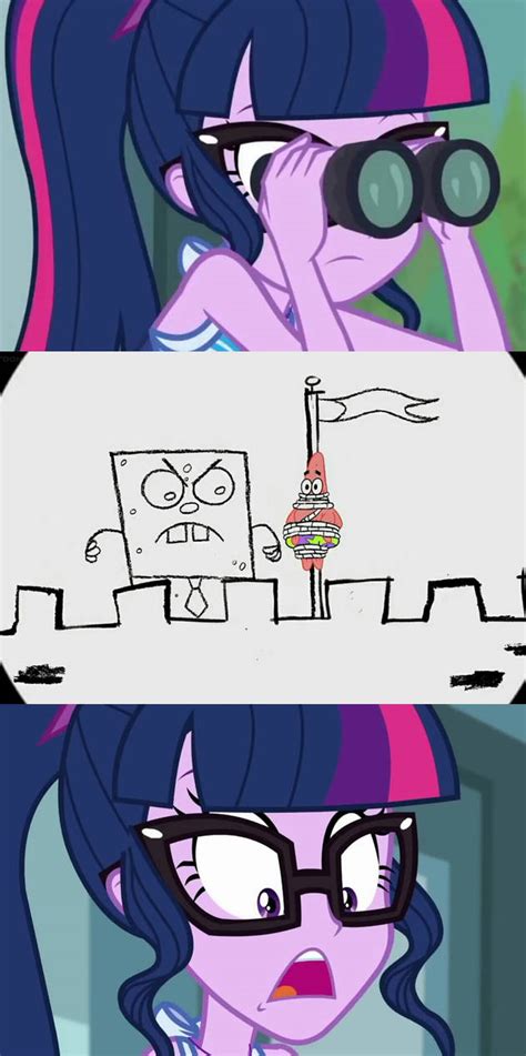 [eqg Sb] Sci Twi See Doodlebob Caught Patrick By Opandtsfan On Deviantart