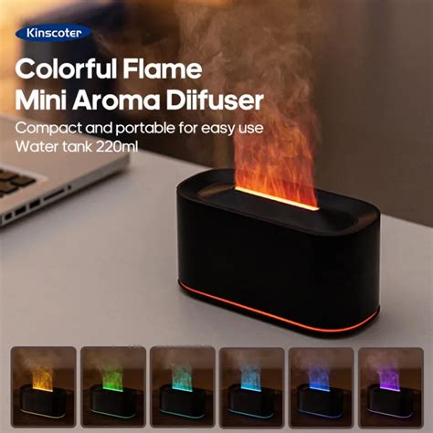 Mini Aroma Diffuser Aromatherapy Essential Oils Realistic Flame Lights