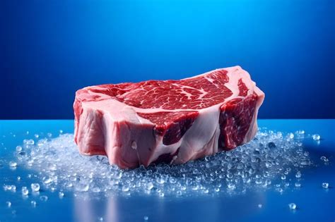 Premium Photo A Piece Of Meat On A Blue Background