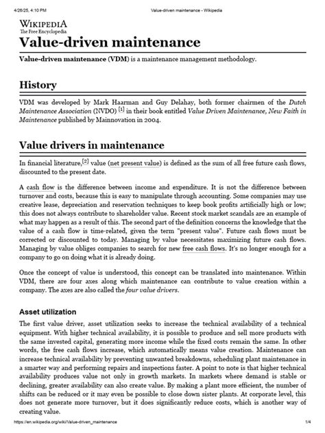 Value Driven Maintenance Pdf Economies Business