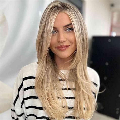 Straightened Shoulder Length Blonde Hair