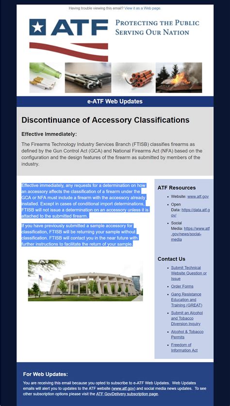 Atf Discontinuance Of Accessory Classifications