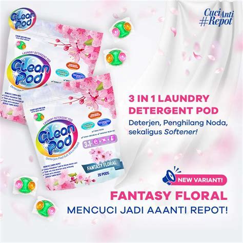 Jual Buy 1 Get 1 Free Cleanpod Fantasy Floral Laundry Detergent Pod