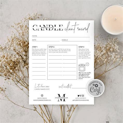 Candle Class Customer Form Template Candle Making Course Client