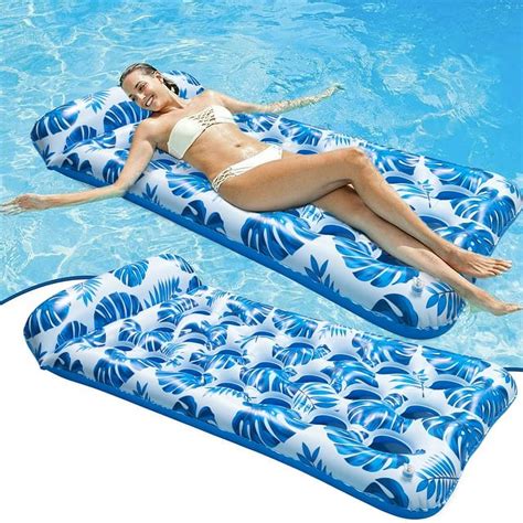 Inflatable Pool Floats Raft Water Hammock Lounge Adults With Headrest Floating Pool Lounge