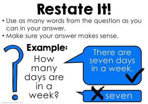 Question Restating Techniques Anchor Chart Printable Resource For 3rd