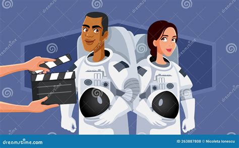 Crew Filming Romeo And Juliet With Young Actors Vector Cartoon