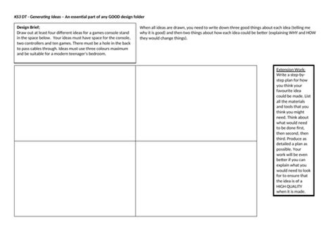 Ks3 Dt Generating Ideas Console Stand Teaching Resources