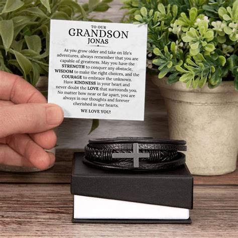 To My Our Grandson T Leather Bracelet Grandson T From Grandma