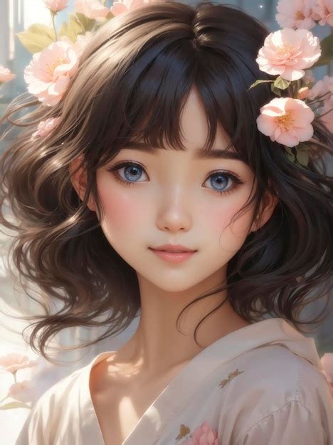 Premium Photo Portrait Of A Cute Korean Girl Anime Style