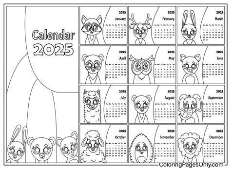 Best 13 Calendar 2025 Coloring Pages Free Printable Pdf  Png