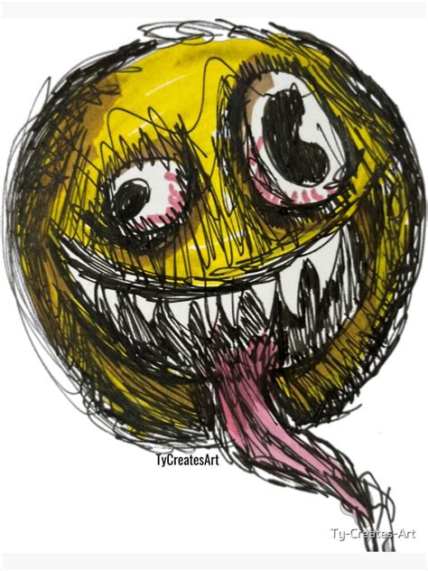 Scary Smiley Face Art Print For Sale By Ty Creates Art Redbubble