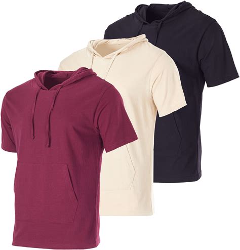 Real Essentials Mens Cotton Short Sleeve Hoodie Hooded T Shirt With