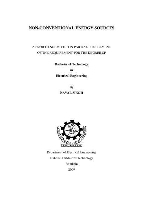 Pdf Non Conventional Energy Sources