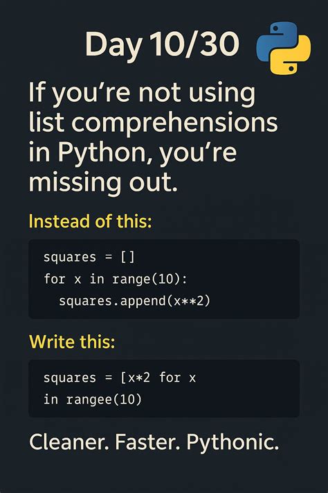 Python 100daysofcode Pythontips Pythondeveloper Listcomprehension