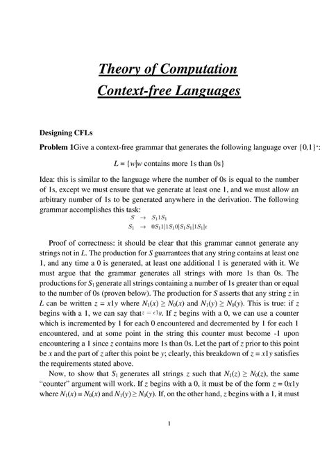 Context Free Language Theory Of Computation Context Free Languages Designing Cfls Problem