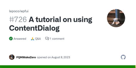 A Tutorial On Using Contentdialog · Lepoco Wpfui · Discussion 726 · Github