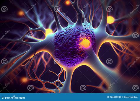 Neurons Brain Cells Neural Network Concept Generative Ai Illustration Stock Illustration