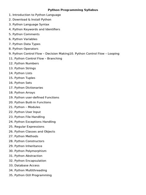 Python Programming Syllabus Pdf