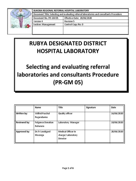 5pr Gm 05 Selecting And Evaluating Of Referral Laboratories And Consultants Pdf Audit