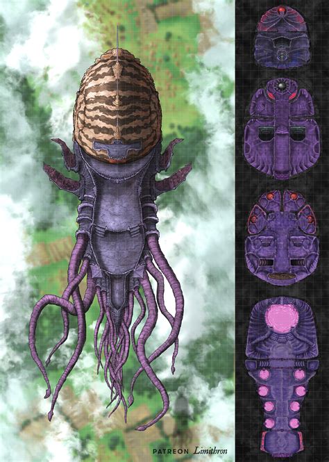 Nautiloid Illithid Mind Flayer Ship Battlemap That I Drew In Photoshop