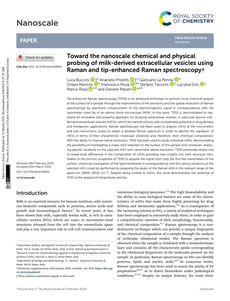 Pdf Toward The Nanoscale Chemical And Physical Probing Of Milk