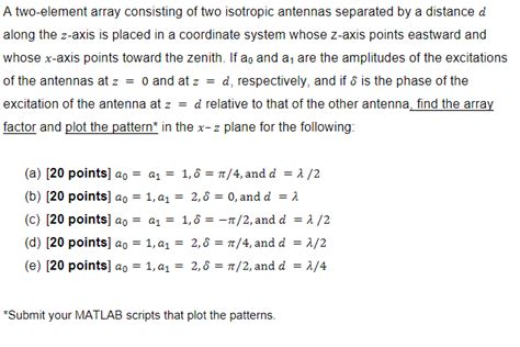 Solved 1 A Two Element Array Consisting Of Two Isotropic
