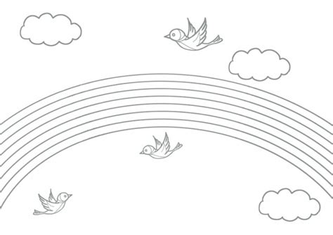 虹 ぬりえ ぬりえ てるてる坊主 雲が三つある虹 Kvhao