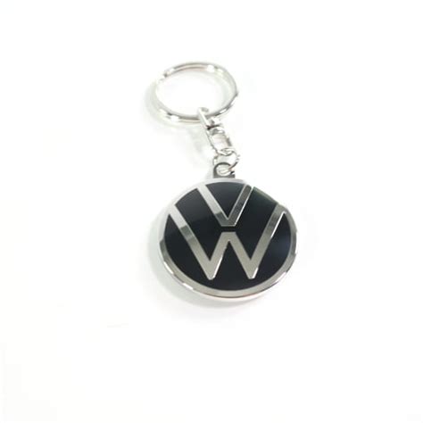 Sleutelhanger New Vw Logo Zwart Chroom Origineel Volkswagen 000087010bq