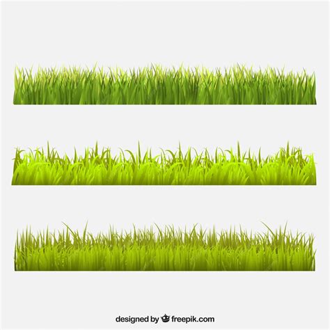 Free Vector Set Of Three Decorative Grass Borders