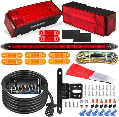 Amazon.com: Partsam Submersible LED Trailer Tail Light Kit Rectangular, Heavy Duty 7 Way Plug ...