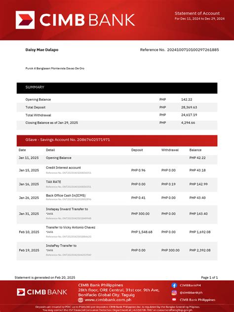 Cimb Statement Of Account Pdf Pdf Financial Services Banking
