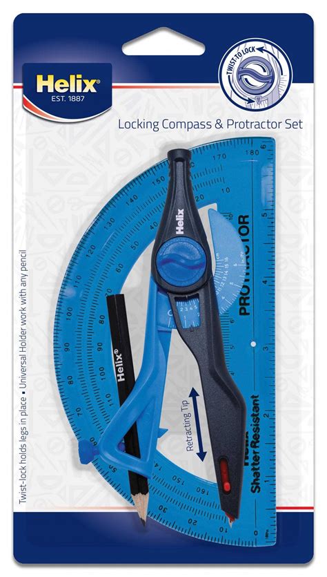 Universal Plastic Locking Compass And Protractor 2 Piece Set Maped