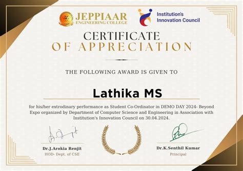 Lathika Ms On Linkedin Demoday Jeppiaarengineeringcollege