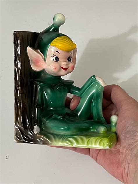 Vintage Pair Of Mcm Pixie Elf Ceramic Glazed Bookends Etsy