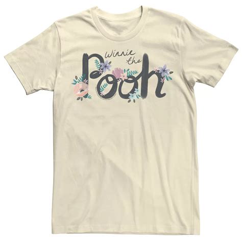 Disneys Winnie The Pooh Floral Cursive Name Text Mens Tee