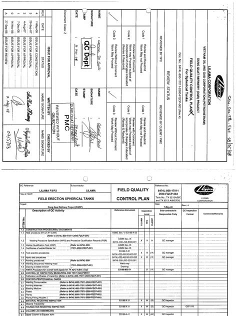 Field Quality Control Plan For Spherical Tanks 2500 Fqcp 002 Pdf