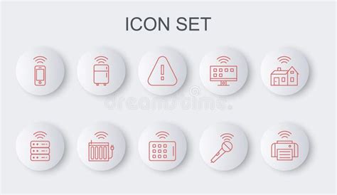 Set Line Smart Printer Server Exclamation Mark Triangle Wireless