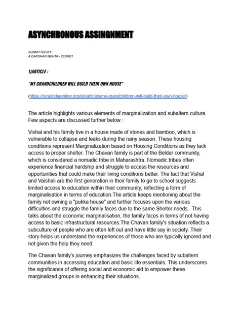 Asynchronous Assignment Pdf Social Exclusion Economies