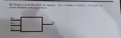 Solved Q Design A Circuit That Satisfy The Equation Z T Chegg