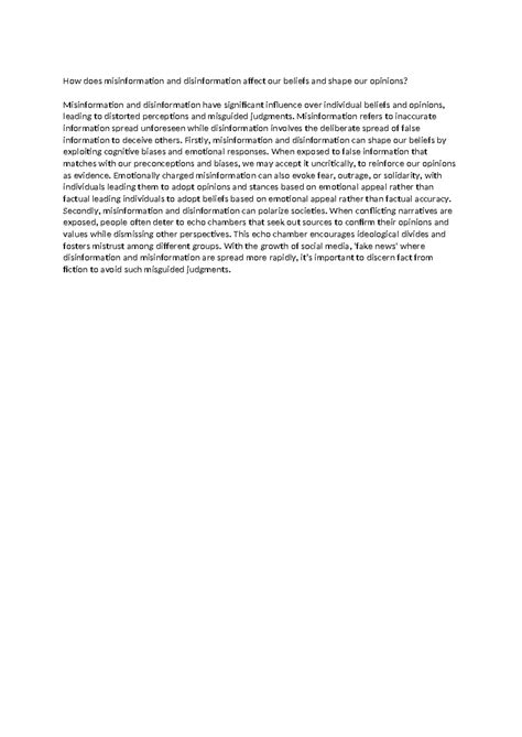 How Does Misinformation And Disinformation Affect Our Beliefs And Shape