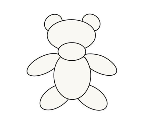 儿童简笔画孩子们卡通泰迪熊玩具几个圆就能画出来