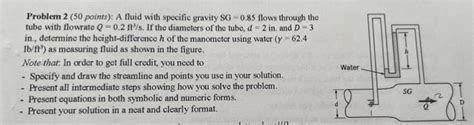 Solved Problem Points A Fluid With Specific Gravity Chegg