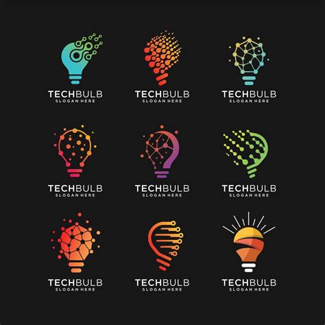 Set Of Modern Tech Bulb Logo Designs Concept Pixel Technology Bulb Idea Logo Template 21786940
