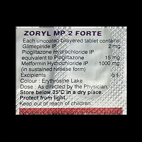 Zoryl Mp 2mg Forte Tablet 10s Discontinued Medkart