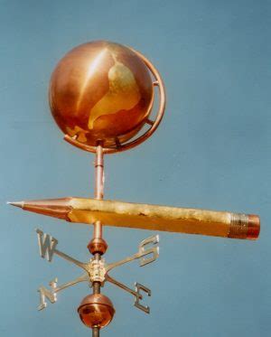 World Globe With Pencil Weathervane Exclusive West Coast Weather Vanes