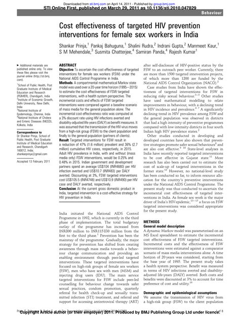 Pdf Cost Effectiveness Of Targeted Hiv Prevention Interventions For