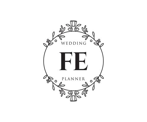 Fe Initials Letter Wedding Monogram Logos Collection Hand Drawn Modern Minimalistic And Floral