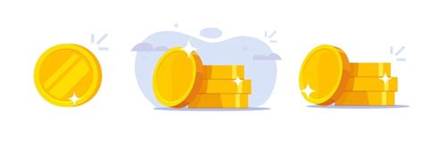 Premium Vector Money Coin Gold Icon 3d Or Flat Golden Penny Cash Pile Heap Cartoon Graphic